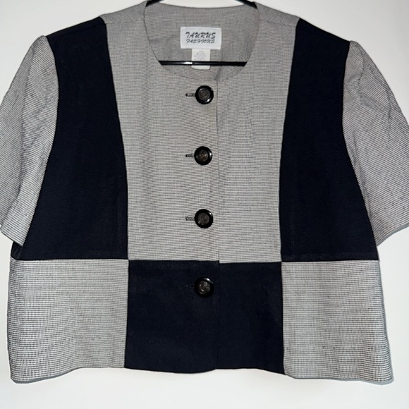 Vintage | Tops | Vintage Taurus Fashions Checkered Colorblock Cropped ...